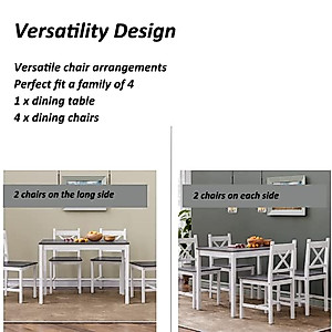 5-Piece Dining Table Set, Kitchen Dinner Table and 4 Chairs for 2-4 Person (Grey)