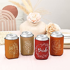 CiyvoLyeen Boho Beer Can Cooler, Terracotta Bachelorette Party Can Sleeves 12PCS Bride Beverage Drink Glasses Cup Holders Gift Retro Wedding Bridal Shower Wedding Party Supplies