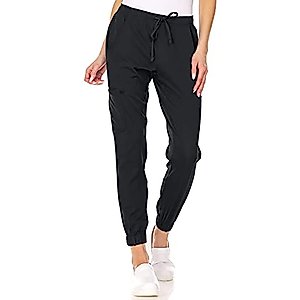 MediChic Mini Marilyn Scrub Joggers 4-Way Stretch Elastic Waistband Four Pocket Jogger Pants, Black, M