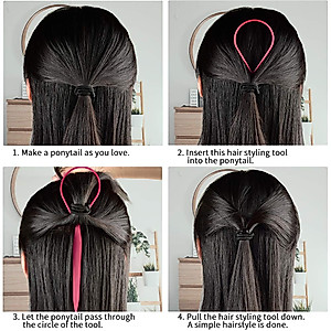 TsMADDTs Hair Braiding Tools Set, 8PCS Topsy Tail Tools, 8PCS French Centipede Braiders for French Twist Plait Ponytail, 10PCS Black Hair Ties Bulk