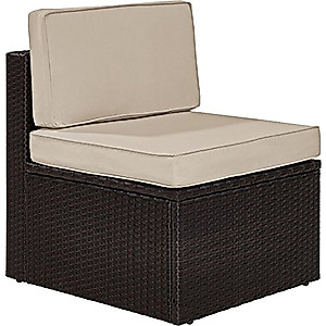 Crosley Furniture KO70090BR-SA Palm Harbor Outdoor Wicker Center Chair, Brown with Sand Cushions