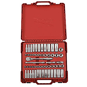 Milwaukee 3/8 in. Drive SAE/Metric Ratchet and Socket Mechanics Tool Set (56-Piece)