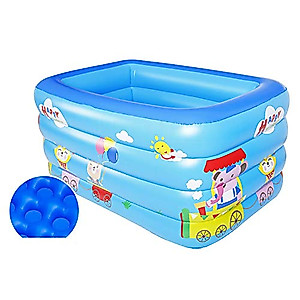 TOPYL Rectangular Inflatable Swimming Pool,Full-Sized Above Ground Pool Summer Water Party Gift for Toddler Kids Adults,Backyard Garden Blue 2.6m/4 Layers