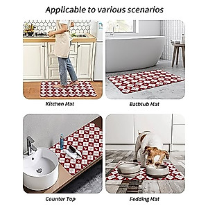 EZON-CH Bath Rugs, Quick Dry Indoor/Outdoor Rug Mat, Gift Diamond Christmas Elements Tile Pattern Rubber Non-Slip Absorbent Thin Doormat for Bathroom, Bedroom, Front Door, Kitchen 16"x24"