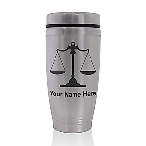 SkunkWerkz Commuter Travel Mug, Law Scale, Personalized Engraving Included
