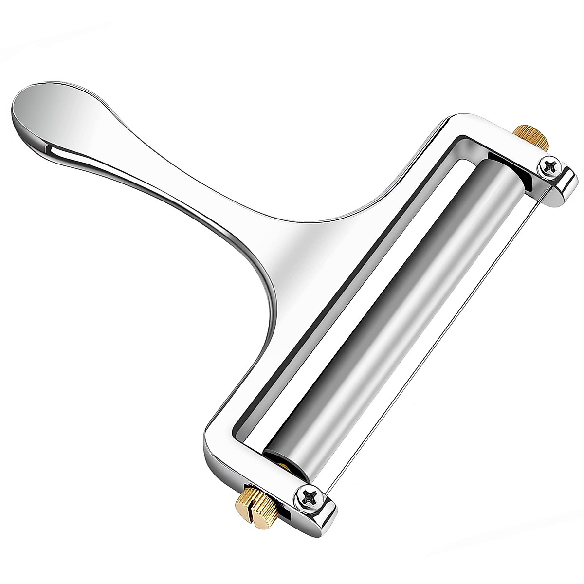 TOPULORS Cheese Slicer Stainless Steel Wire Cheese Cutter Slicer for Mozzarella, Cheddar, Gouda, And More Block Cheese - Heavy Duty Slicer With 1 Extra Replacement Cutting Wire Adjustable Thickness