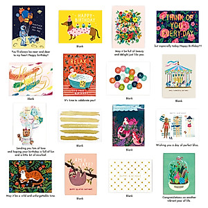 Minimalmart Birthday Cards Box Set of 32 Unique Designs Assorted Happy Birthday Premium Cards with GOLD EMBELLISHMENTS – Boxed Assortment Pack with Envelopes -Birthday Wishes Greeting Cards