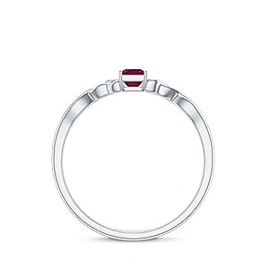 Rosec Jewels Princess Cut Ruby Solitaire Promise Ring for Women - Celtic Knot Ring | Natural and Certified Ruby | AAA Quality, 14K White Gold, Size:US 7.50