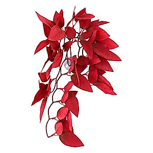 POPETPOP Aquarium Artificial Plant Fake Aquatic Plants Suction Cup Rattan Ornament for Fish Tank Landscape Decoration Red
