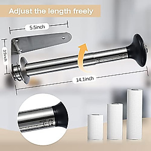 Kitchen roll holder -Single Hand Operable Paper Towel Holder Under Cabinet New Upgrade adjustable length Paper Towels Roll Holder Adhesive Paper Towel Rack Wall Mount Kitchen Rolls Organizer Dispenser