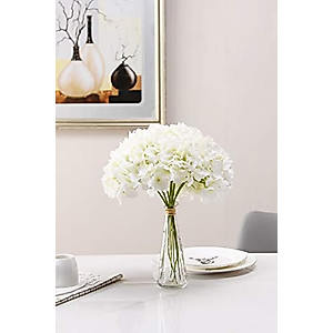 AVIVIHO White Hydrangea Silk Flowers Heads Pack of 10 Ivory White Full Hydrangea Flowers Artificial with Stems for Wedding Home Party Shop Baby Shower Decor