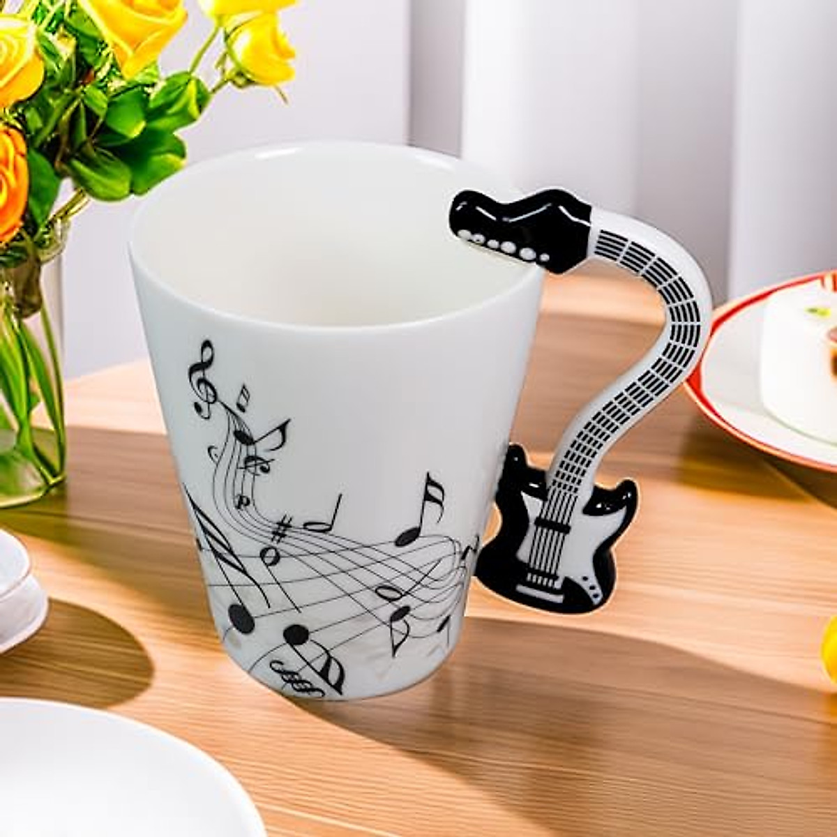 LanHong Guitar Mug Music Coffee Mug Guitar Coffee Mug Gifts for Musician Guitar Players Music Lovers - 13.5 oz Guitar Coffee Cup Music Teacher Guitar Gifts for Men Women Friend