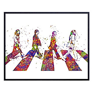 The Beatles Poster, Wall Art - 8x10 Abbey Road Home Decor - Beatles Gifts for John Lennon, Paul McCartney, Ringo Starr, George Harrison, 60s Music Fans