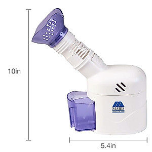 MABIS Facial Steamer, Steam Inhaler, FSA Eligible, Vaporizer or Vocal Steamer with Aromatherapy Diffuser and Soft Face Mask for Cleansing, Sinus Pressure, Congestion, Colds and Cough, 25mL