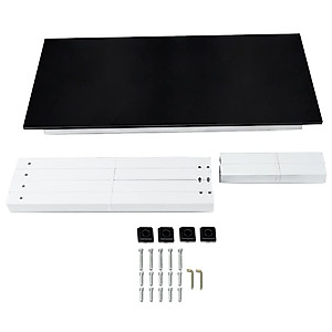G-PLUS Computer Desk,Sturdy Small Home Office Writing Table,Black & White Modern Style Simple Gaming Study Table