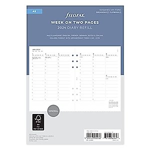 Filofax A5 Minimal week to view vertical 2024 diary with appointments, White