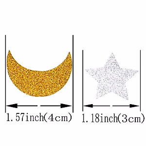 Glitter Moon Stars Paper Table Confetti Gold Twinkle Stars Crescent Table Decor Wedding Engagement Favors Baby Shower Birthday Ramadan Eid Christmas Party Table Centerpieces Decorations, 400pc