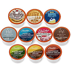 Two Rivers Coffee Decaf Flavored Coffee Pods Compatible with Keurig K Cup Brewers, Assorted Variety Pack Decaffienated Flavored Coffee, 40 Count