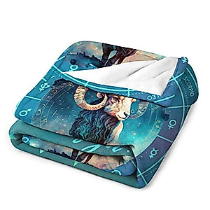 Custom Aries Blanket Gifts, 40"x30" Rectangular Flannel Zodiac Throw Blanket Cozy, Personalized Blankets Gift for Boys Girls Teen Women Men Tarot Cards Lovers Birthday Anniversary Festival