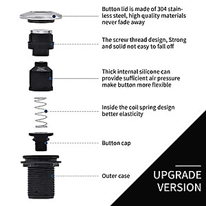 Garbage Disposal Air Switch Kit for SinkTop Waste Disposal with Stainless Steel Polished Short Air Button by briidea