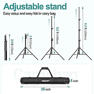 EMART 8.5 x 10 ft Photo Backdrop Stand, Adjustable Photography Muslin Background Support System Stand for Photo Video Studio
