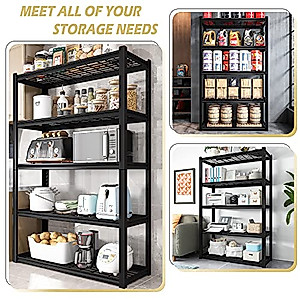 REIBII Garage Shelving Heavy Duty Garage Storage Shelves Holds 2000LBS, Adjustable Metal Shelves for Storage Industrial Shelving Unit Storage Shelf Rack for Basement 36" W x 16" D x 72" H Black