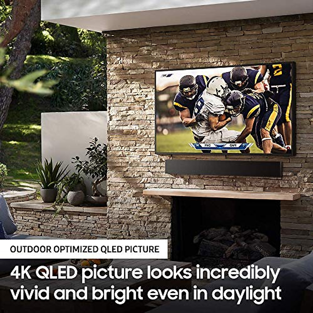 SAMSUNG QN65LST7TA 65" Terrace Outdoor QLED Smart TV with a Complete Terrace Bundle That Includes a Soundbar, Full Motion Wall Mount, TV Dust Cover, and Walts HDTV Screen Cleaner (2020)(Used)