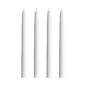 CandleNScent Taper Candles | Tapered Candlesticks - Dripless 12 Inch Unscented | White | 4 Pack