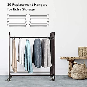 Pants Hangers Rolling Pants Trolley Pants Rack with 40 Hangers Closet Organizer for Jeans Trousers Skirts, Bronze