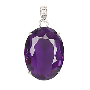 GEMHUB 94.5 Carat Violet Amethsyt Gemstone Pendant Without Chain Oval Shape Sterling Silver Pendant Without Chain Jewelry Women