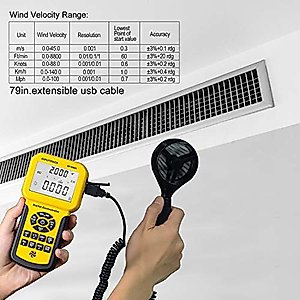 HVAC Anemometer Handheld CFM Pro HVAC Anemometer AP-846A Wind Speed Meter with Backlight Max/Min/Avg Functions for Measuring Wind Speed Air Velocity HVAC Air Flow Meter