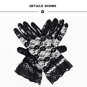 jiebor Black Lace Veil Bridal Wedding Veils Halloween Veil With Comb and Gloves