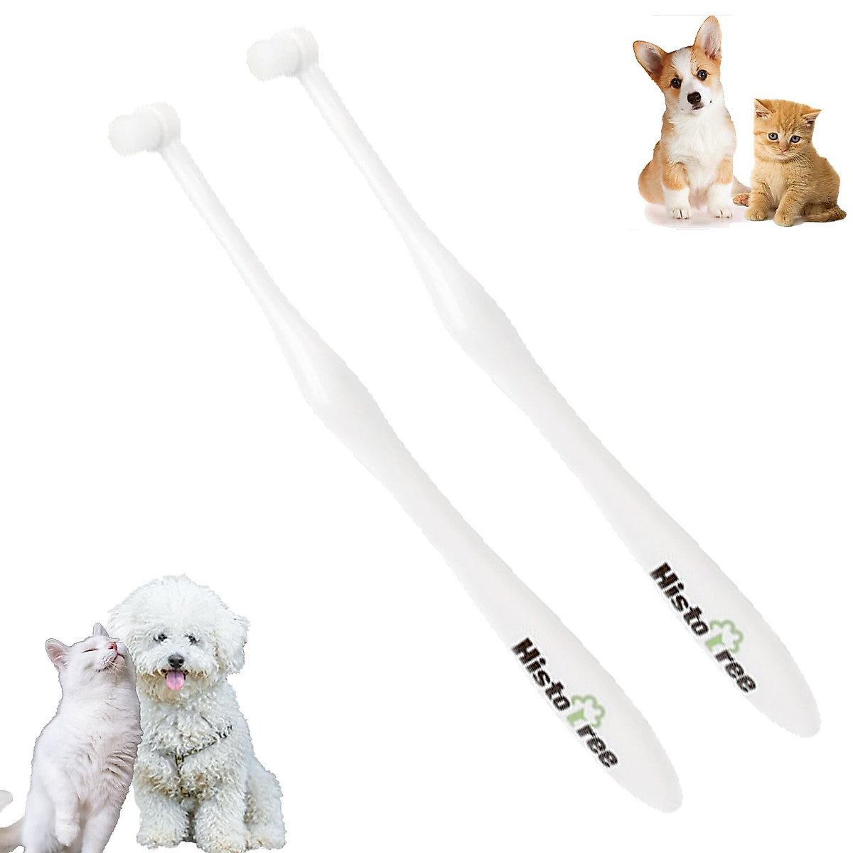 JGocot Small Breed Dog Toothbrush, Pet Toothbrush for Cats, Small Breed Dogs, Puppy Dogs, Utral Soft Micro Nano Bristle No Gum Hurting