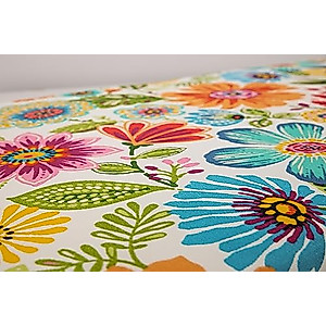 Pillow Perfect Bright Floral Indoor/Outdoor Chair Seat Cushion Tufted, Weather, and Fade Resistant, 19" x 19", Blue/Purple Gregoire 2 Count