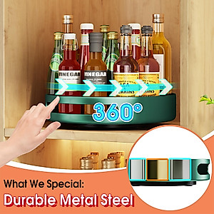 Lazy Susan Organizer, SAYZH Metal Steel Rotating Spice Racks with Turntable for Kitchen Pantry Cabinet Cupboard Table, 10 inch Black