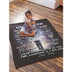 Lion To My Daughter Blanket From Dad, Sometimes It's Hard To Find Word To Tell You How Much You Mean To Me, Big Hug Love Dad, Personalized Handmade Quilt Throw Blanket Premium Sherpa Fleece Blanket