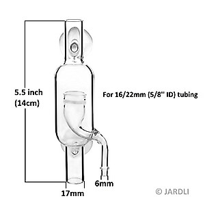 JARDLI Glass Inline CO2 Atomizer Diffuser System for Aquarium Planted Tank (17mm for 16/22mm (5/8" i.d.) Hose)
