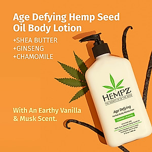 Hempz Age-Defy Body and Hand Lotion for Dry Skin, for Cracked Skin, Quick Absorption, Large 17 oz