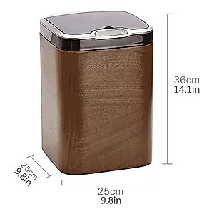 Trash Bin Trash Can Wastebasket Smart Trash Can Electric Induction Smart Square Solid Wood Trash Can with Pressure Ring for Home Garbage Can Waste Bin