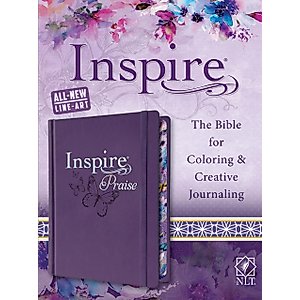 Tyndale NLT Inspire PRAISE Bible (Hardcover LeatherLike, Purple): Inspire Coloring Bible–Over 500 Illustrations to Color, Creative Journaling Bible Space-Religious Gifts to Inspire Connection with God