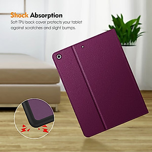 Fintie Folio Case for iPad 9th / 8th / 7th Generation (2021/2020/2019) 10.2 Inch - Multi-Angle Viewing Soft TPU Smart Stand Back Cover with Pocket, Pencil Holder, Auto Sleep/Wake, Purple