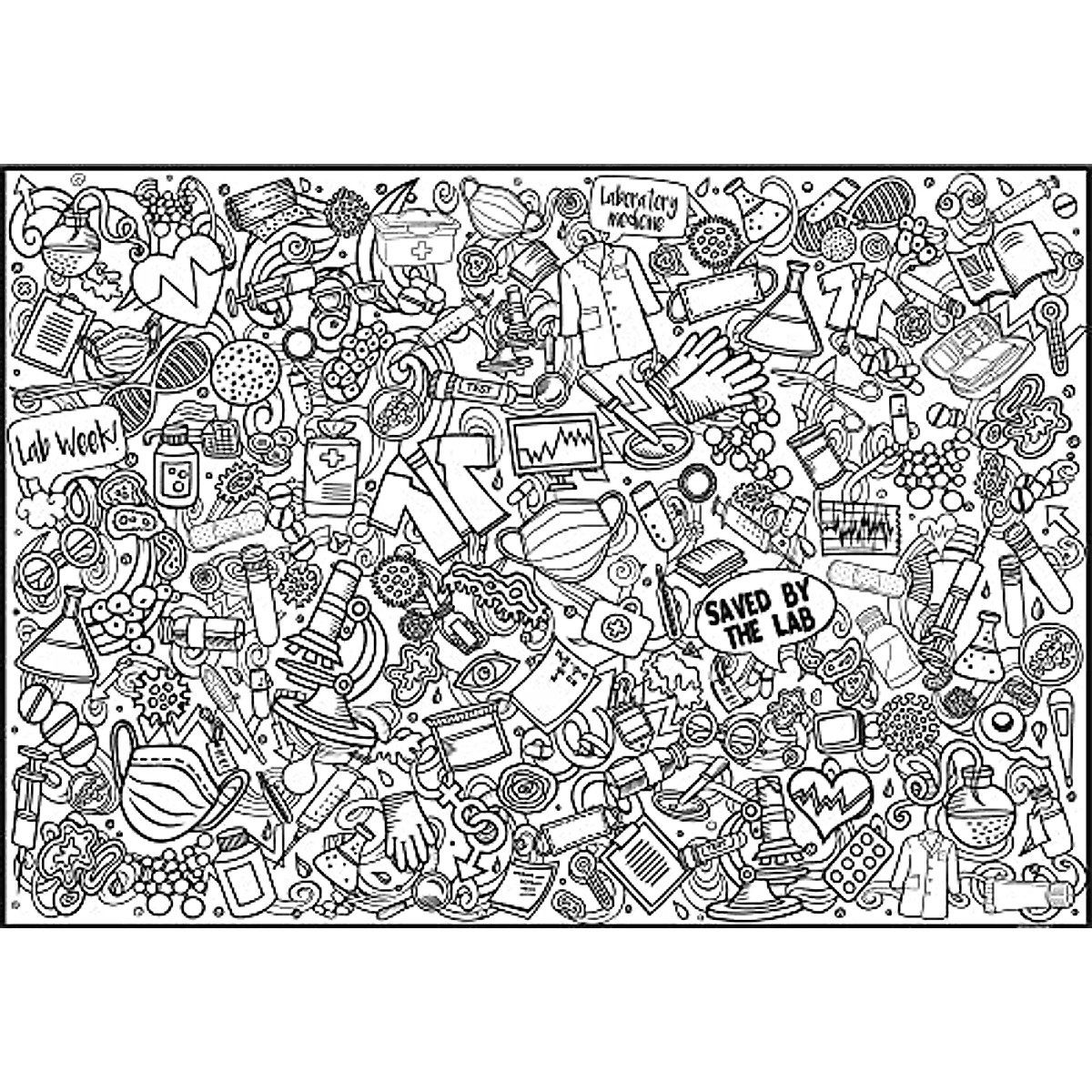 Artistic Chaos Ink Giant Lab Week Coloring Poster 60"x42" Made in USA, Rolled not Folded, Huge Coloring Pages, Great Craft for School Classroom, Party, Activities. Hours of Entertainment. (Labweek)