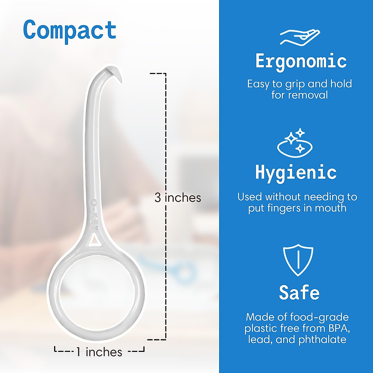 OrthoKey Clear Aligner Removal Tool - Dental Grade Invisalign Remover for Invisible Braces, Retainers, and Aligners, White (4-Pack)