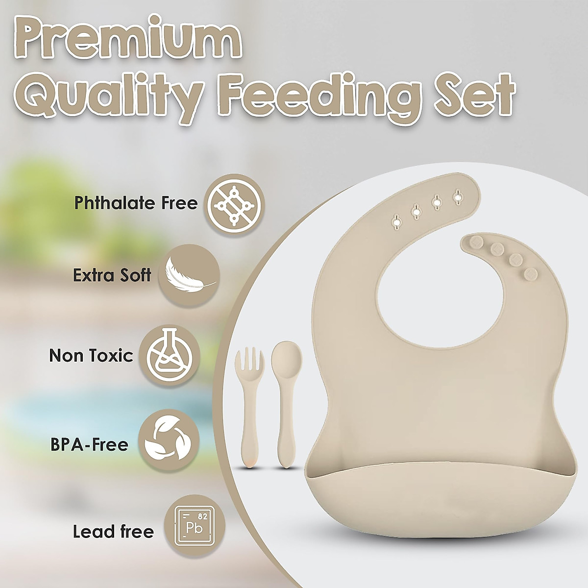 Baby Feeding Set Silicone Suction Bowls-Sippy and Snack Cup-Divided Plate-Feeding Eating Utensils Set with Bibs (Pink)