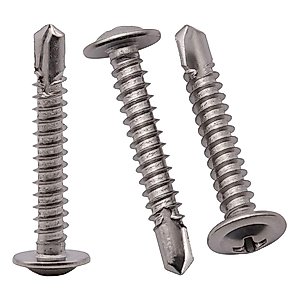 #10 x 2 (50 Pack) Stainless Steel Wafer Head Self Drilling Screws, 410 Stainless Steel Phillips Modified Truss Head Sheet Metal Screws, No Pre-drilled Needs, Quick Metal Self Tapping Screws