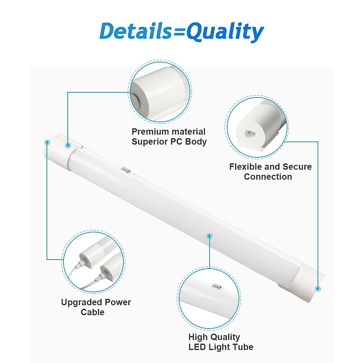 Ovensty LED Shop Light Fixture 4FT with Plug, 48W Super Bright Linkable Garage Lights 5000K Daylight White,Utility Ceiling Light, LED Workbench Lights for Warehouse, Workshop,Plug and Play (White)