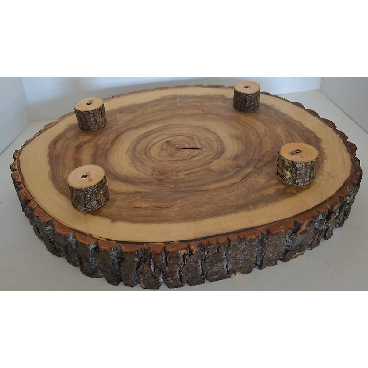 Log Slice Slab for Cake Stand, Cutting Board, Food Serving or Center Piece With Bark