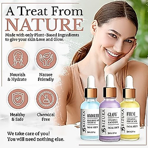 BIZUKA Vitamin C Serum Combo Pack - 3-in-1 Hydrating Skincare Set With Vit C Serum & Magnesium, Vitamin B5 & Hyaluronic Acid, Vitamin E & Ferulic Acid - Natural Formula, No Sulfates or Parabens - 1oz