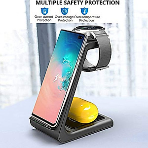 Wireless Charger for Samsung,3 in 1 Wireless Charging Station for Multiple Devices Samsung Android Qi Stand for Galaxy Watch 4 Classic/3/Active2/Gear S3,Galaxy S23/S22 Ultra/S21/S20/S10/Z Fold 3