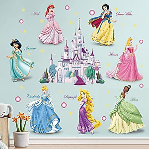 Supzone Princess Wall Stickers Castle Wall Decal Girls Wall Décor DIY Removable Wall Art Sticker for Baby Kids Nursery Girls Bedroom Living Room Playroom Wall Decoration